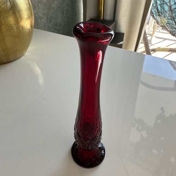 Accents | Vintage Fenton Ruby Red Pressed Glass Bud Vase | Poshmark